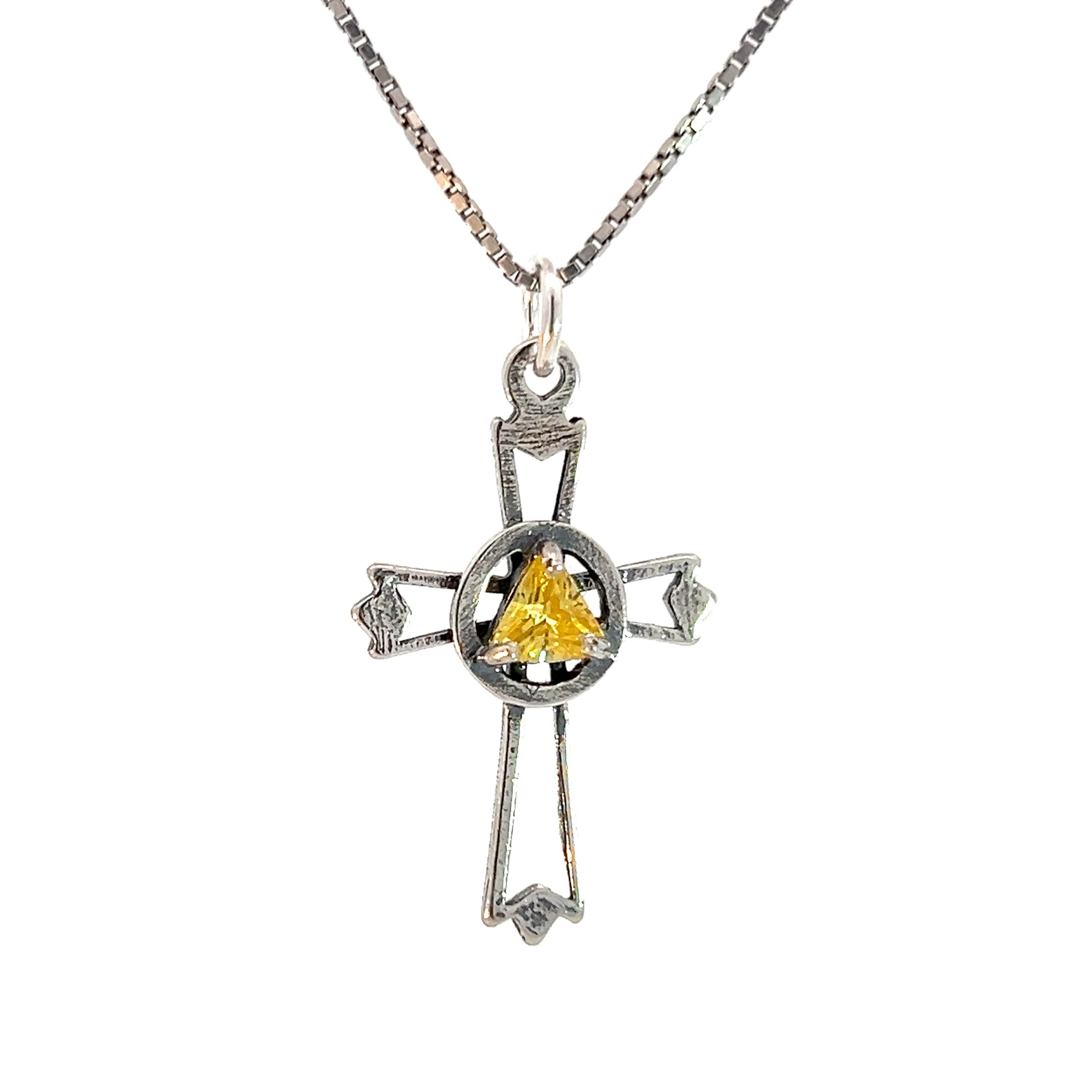 Sterling Silver AA Symbol Cross Pendant with 5mm Birthstone – Availabl ...